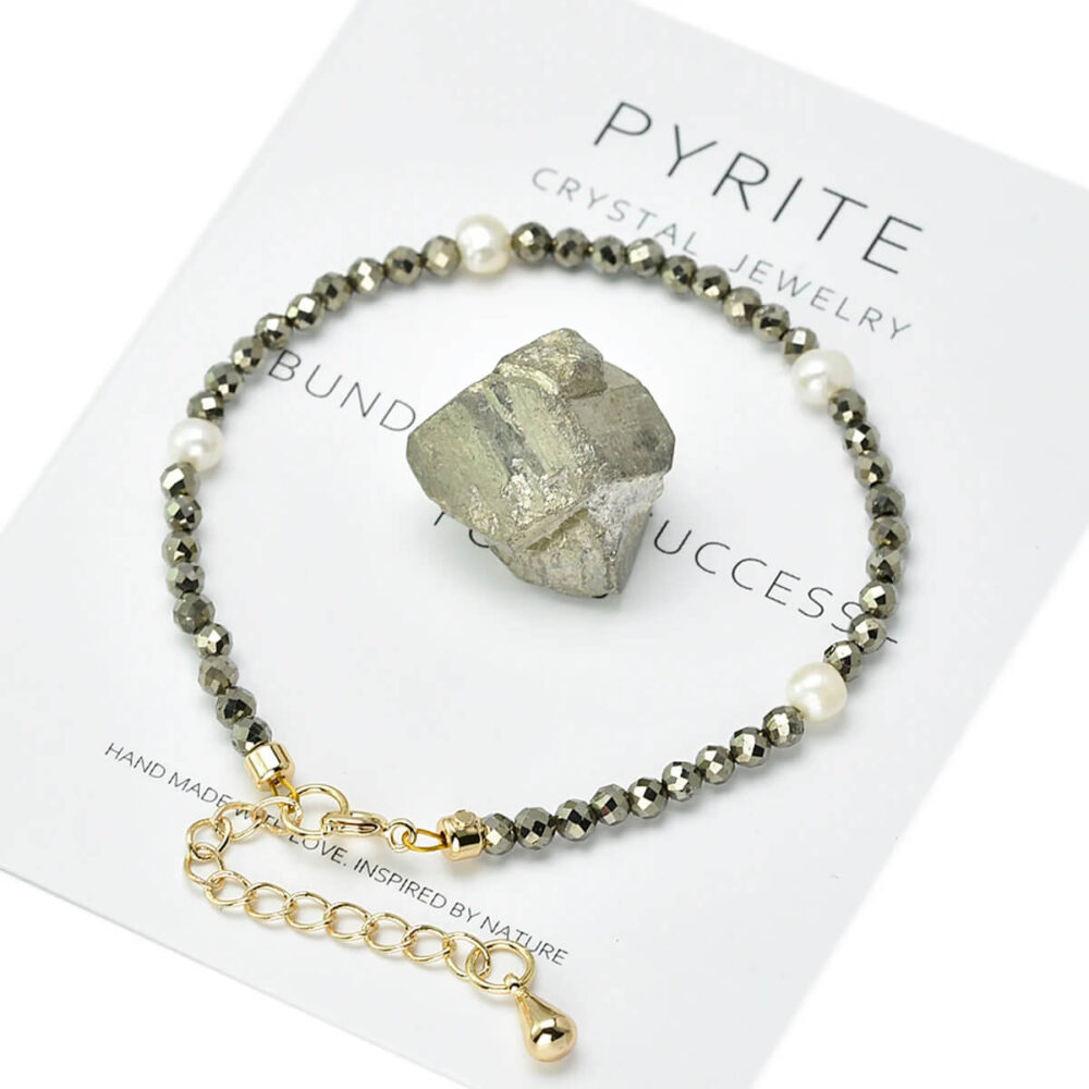 Pulseira de Pirita e Pérola - Medita Shop